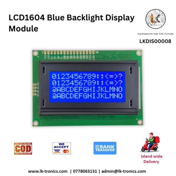 LCD1604 Blue Backlight Display Module | LK TRONICS TRADING